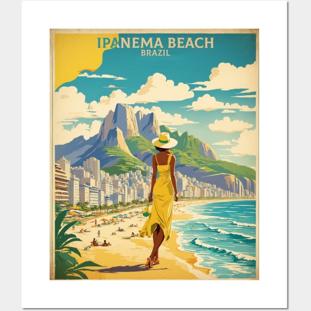Ipanema Beach Brazil Vintage Tourism Travel Poster - Brazil - Posters and Art Prints | TeePublic